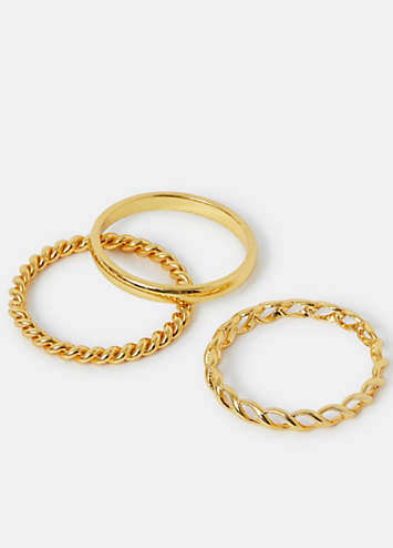 Accessorize 3-Pack 14ct Gold-Plated Stacking Rings | Grattan