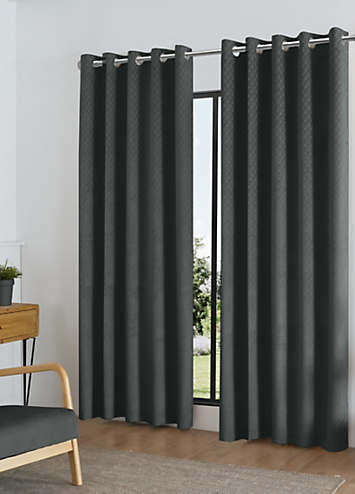Alan Symonds Temple Velvet Pair of Eyelet Curtains | Grattan