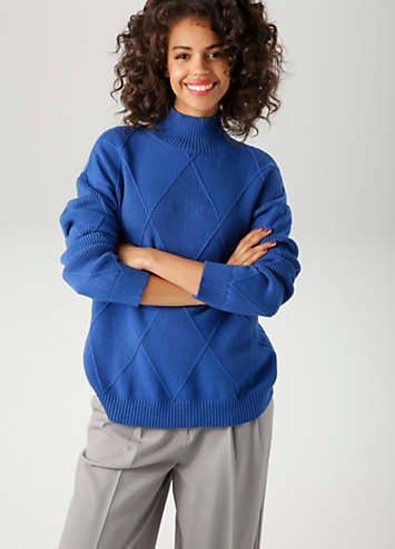 Aniston Long Sleeve Diamond Pattern Jumper | Grattan