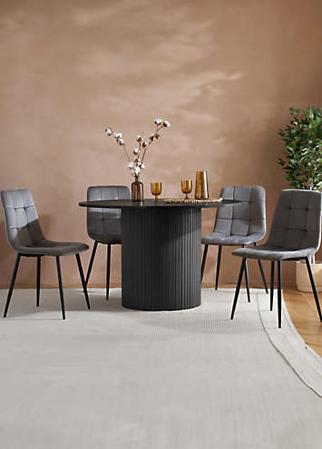 Birlea Axel Round Fluted Dining Table with 4 Chairs | Grattan