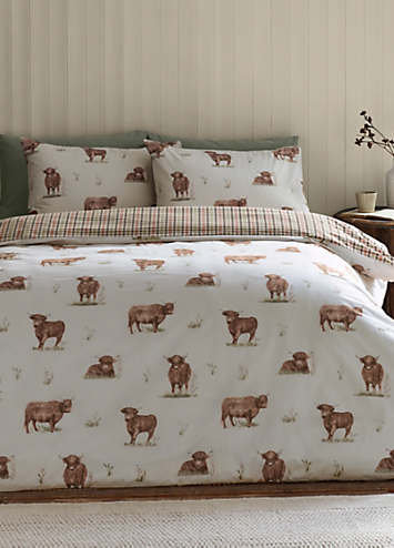 Catherine Lansfield Angus Highland Cow Reversible Duvet Cover Set | Grattan