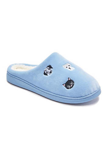 Cotton Traders Powder Blue Animal Mule Slippers | Grattan