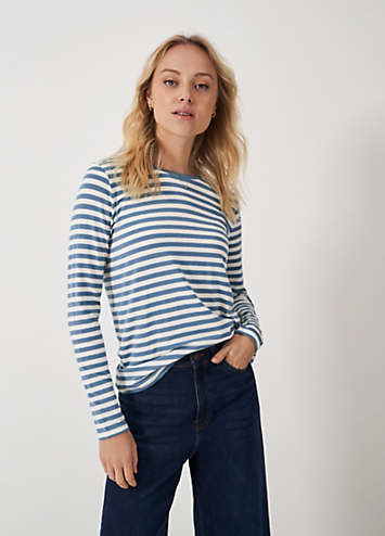 Crew Clothing Company Long Sleeve Modal Blend Striped Crew Neck Top ...