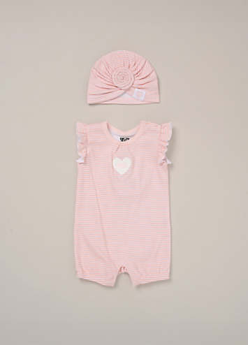 DKNY Kids 2-Piece Baby Romper & Hat Outfit Set | Grattan