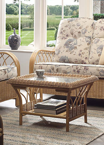 Desser ’Viola’ Natural Rattan Conservatory Glass Top Coffee Table | Grattan
