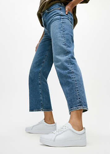 FitFlop Urban White Rally Crystal-Trim Leather Trainers | Grattan