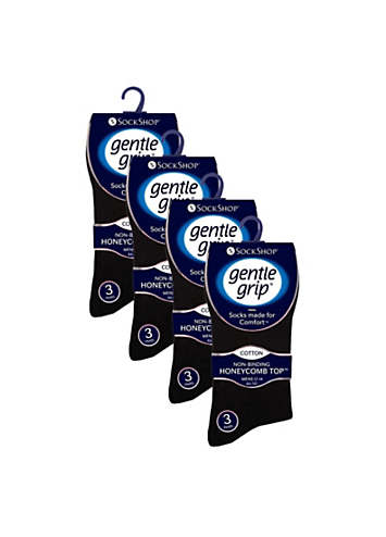 Gentle Grip 12 Pairs Men’s Gentle Grip Loose Top Socks - Extra Wide Non ...