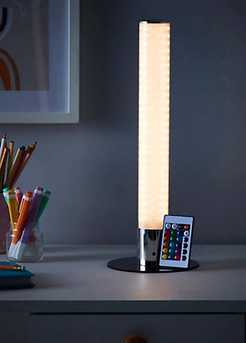 Glow Shimmer Colour Changing Cylinder LED Table Lamp | Grattan