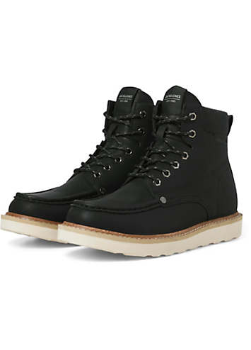 Jack & Jones Black Archway Moc Boots | Grattan