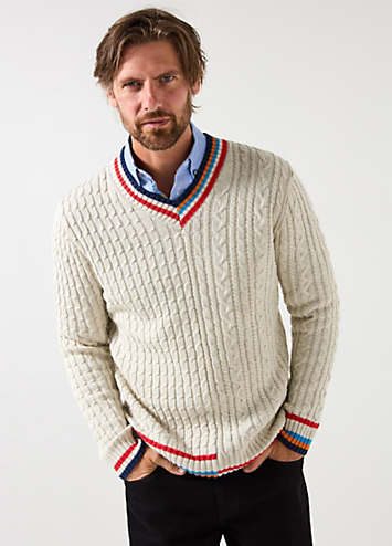 Joe Browns Classic Preppy V-Neck Cable Knit Jumper | Grattan