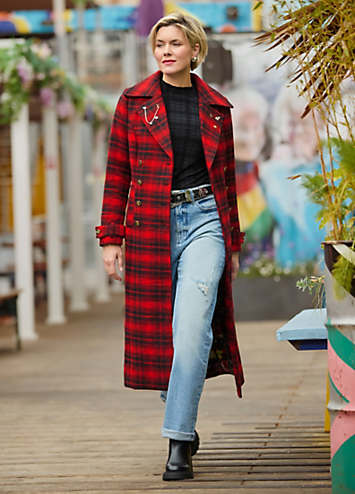 Joe Browns Petite Classic Red Check Maxi Coat | Grattan