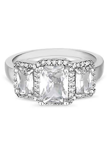 Jon Richard Rhodium Plated & Crystal Cubic Zirconia Ring | Grattan