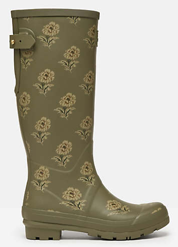 Joules Welly Green Floral Print Adjustable Tall Wellies | Grattan