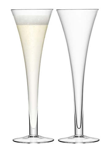LSA Set of 2 Bar Hollow Stem Flute - 200ml Clear | Grattan