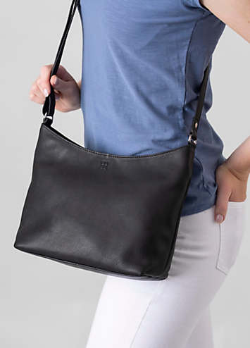 Lakeland Leather Grasmere Black Leather Cross Body Bag | Grattan