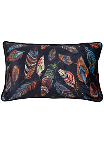Malini Tickle Feather Embroidered Velvet 30x50cm Feather Filled Cushion ...