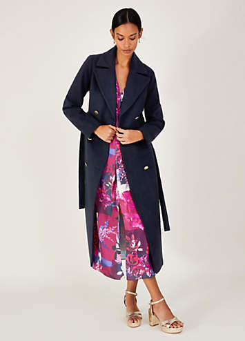Monsoon Lola Belted Wool Trench Coat | Grattan