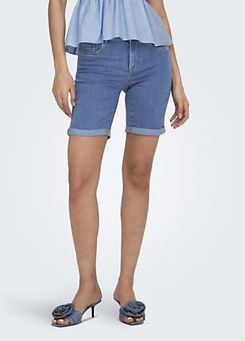 Only Mid Waist Turn-Up Denim Shorts | Grattan
