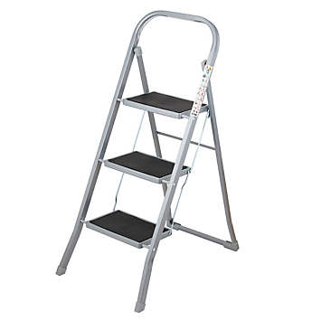 Our House Rubber Tread Steel 3 Tier Step Ladder | Grattan