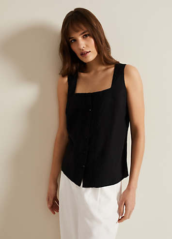 Phase Eight Ashley Linen Button Shell Top | Grattan
