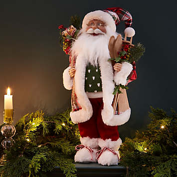 Premier 50cm Red Tartan Santa with Floristry | Grattan