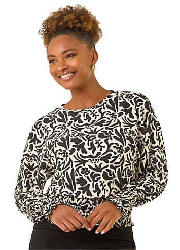 Roman Abstract Print Stretch Top | Grattan