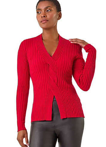 Roman Cable Split Detail Rib Jumper | Grattan