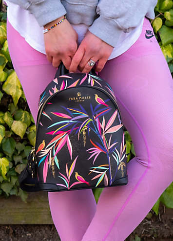 Sara Miller Black Bamboo Mini Backpack | Grattan