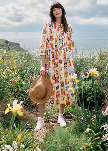 Seasalt Cornwall Multi True Letter Three-Quarter Sleeve Midi Dress ...