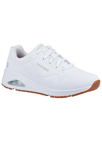 Skechers White Work Relaxed Fit: Uno Slip Resistant - Sutal Work Shoe ...