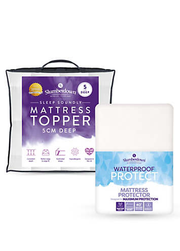 Slumberdown Sleep Soundly 5cm Mattress Topper & Waterproof Mattress ...