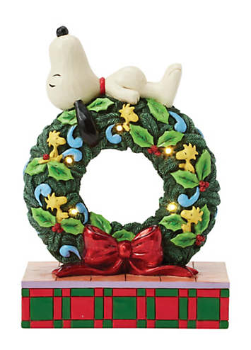 Snoopy Happy Holiday Dreams (Snoopy Sleeping on LED Christmas Wreath ...