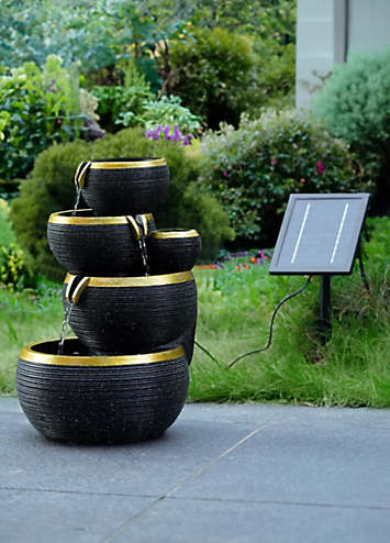 Streetwize Solar Cascading Black & Gold Fountain Water Feature | Grattan