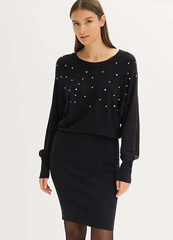 bonprix Embellished Smooth Knit Dress | Grattan