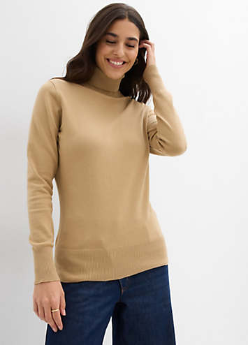 bonprix Smooth Knit Polo Neck Jumper | Grattan