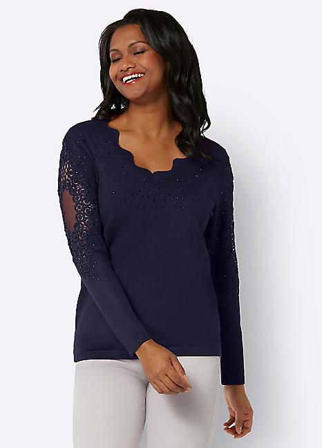 Lace trim jumper store