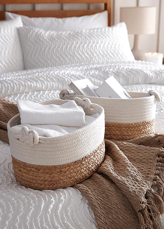 365 by Freemans Set of 2 White/Natural Storage Baskets | Grattan