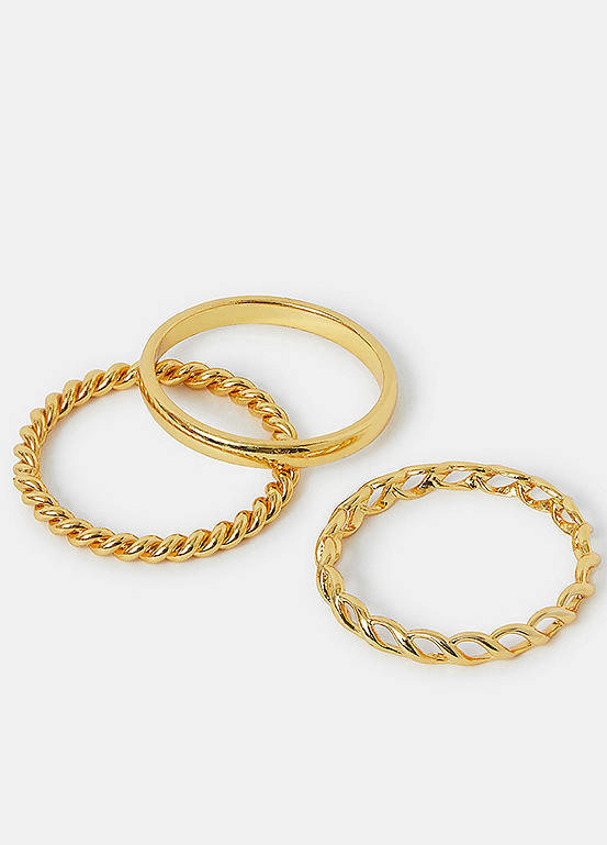 Accessorize 3-Pack 14ct Gold-Plated Stacking Rings | Grattan