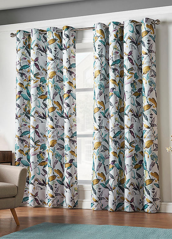 Alan Symonds Giverny Pair of Eyelet Blackout Curtains | Grattan