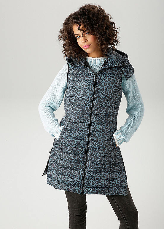 Aniston Leopard Print Quilted Gilet | Grattan