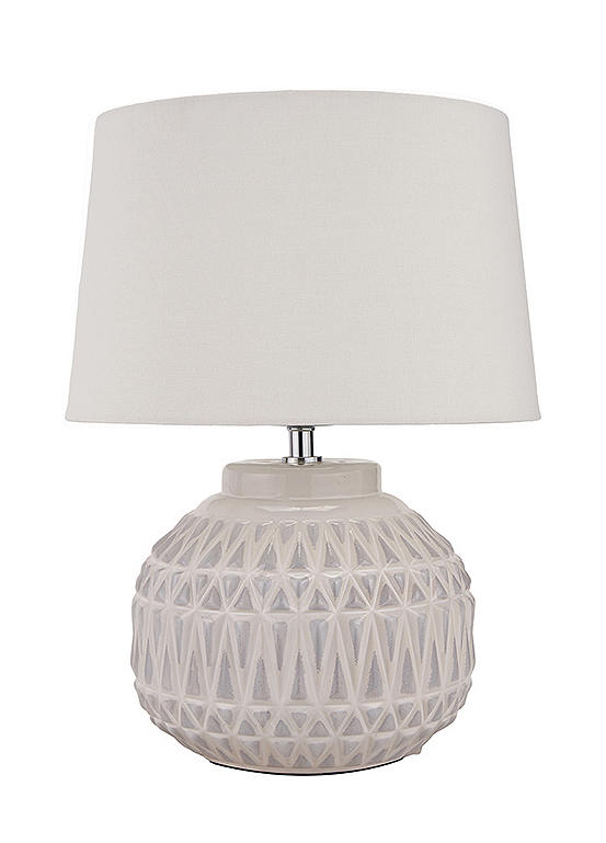 Anneli Warm White Aztec Texture Ceramic Table Lamp | Grattan