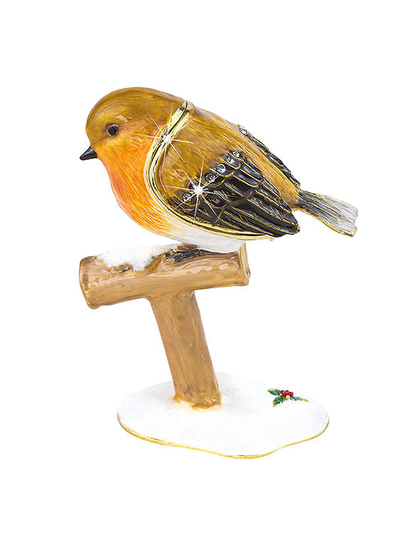 Arora Designs Christmas Robin on Spade Trinket Box | Grattan