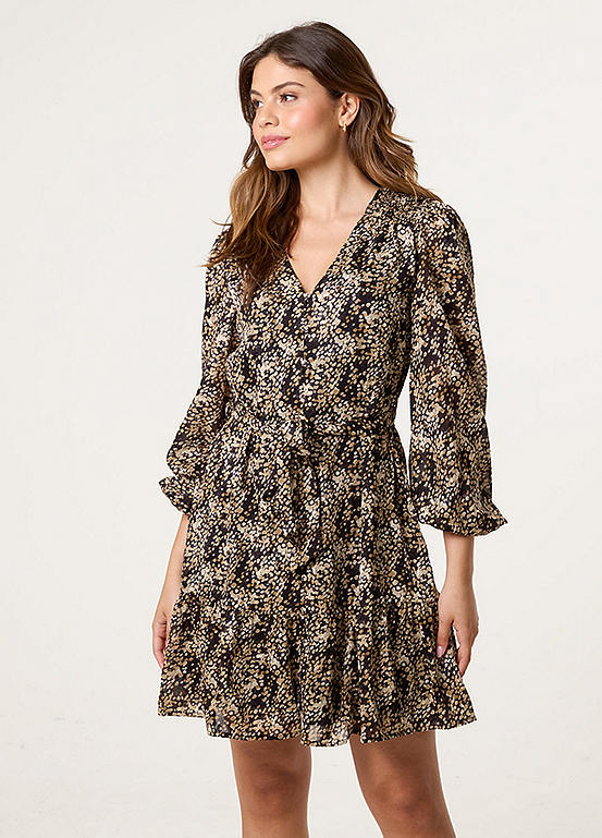 Blue Vanilla Button-Up Belted Chiffon Mini Dress | Grattan