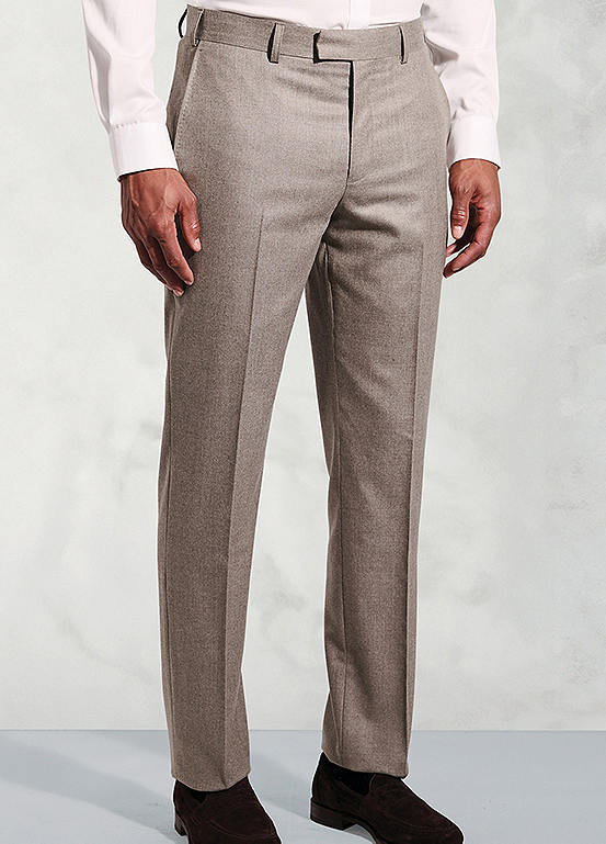 Brook Taverner Tailored Fit Whitlock Taupe Italian Flannel Suit ...