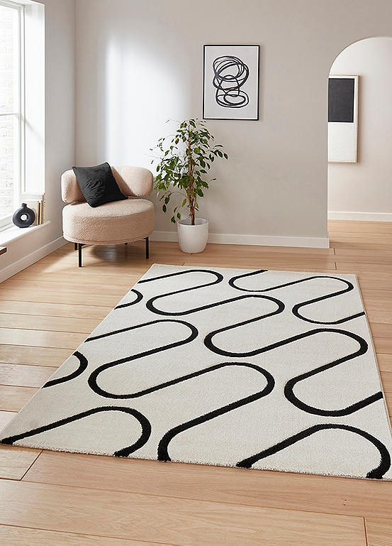 Catherine Lansfield Linear Curve Modern Geometric Rug | Grattan