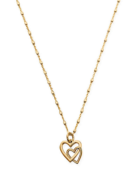 ChloBo Gold Delicate Cube Chain Interlocking Love Heart Necklace | Grattan