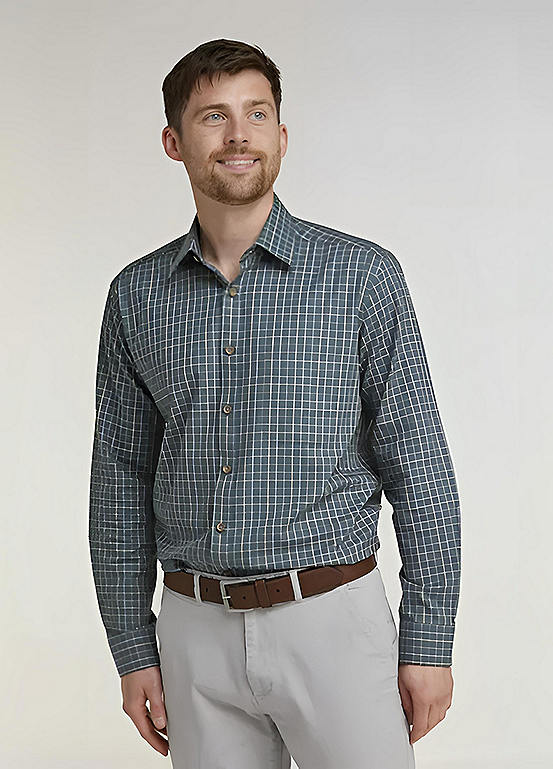Double Two Green Tattersall Check Long Sleeve Shirt | Grattan