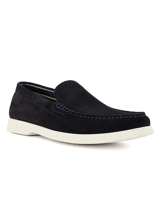 Dune London Navy Buftonn Loafers | Grattan
