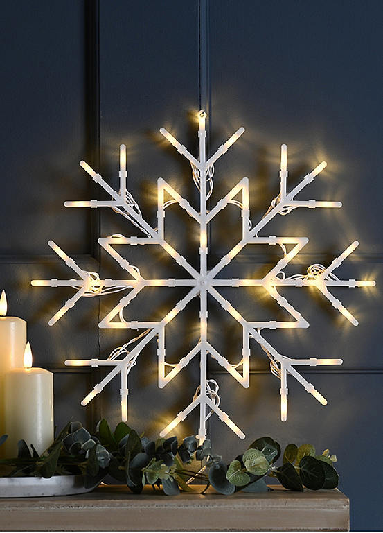Festive Battery Operated Snowflake - Warm White | Grattan