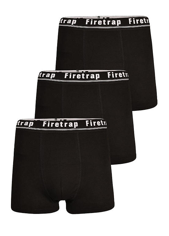 Firetrap Pack of 3 Cotton Stretch Boxers with Logo Waistband | Grattan